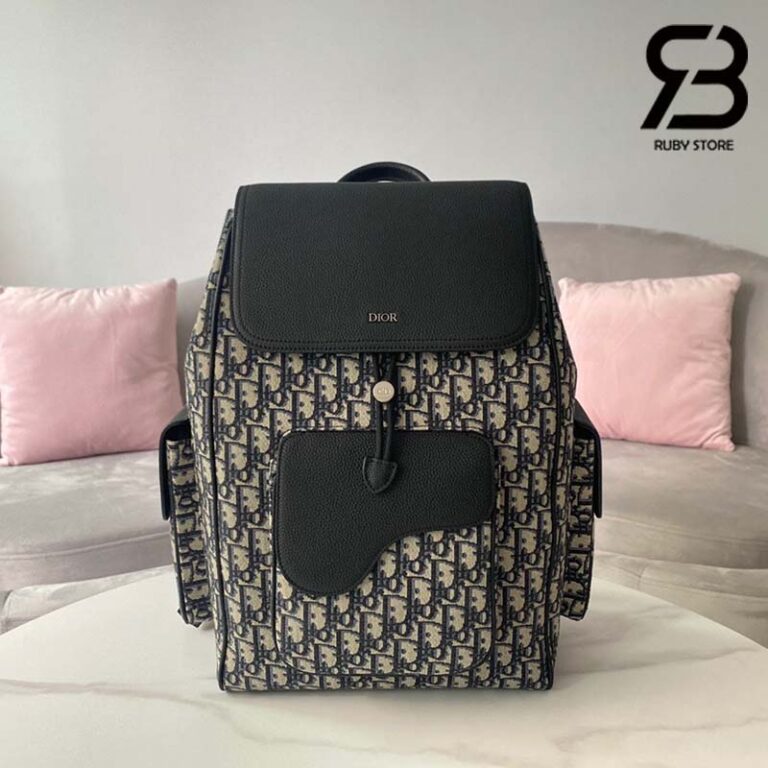 Ba Lô Dior Saddle Backpack đen kem 41cm best quality | Ruby Luxury