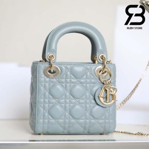 Túi Mini Lady Dior Bag xanh cloud 17cm best quality | Ruby Luxury