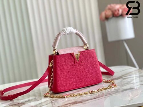 Túi LV Capucines Mini hồng pondichéry best quality | Ruby Luxury