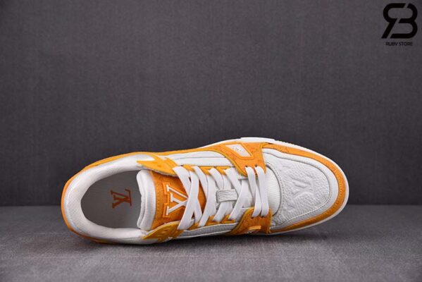 Giày Louis Vuitton LV Trainer Yellow Monogram Denim White siêu cấp ...