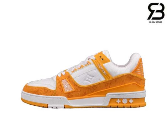 Giày Louis Vuitton LV Trainer Yellow Monogram Denim White siêu cấp ...