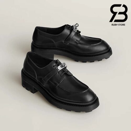 Giày Hermes First Derby Shoes Noir Black Calfskin Best Quality